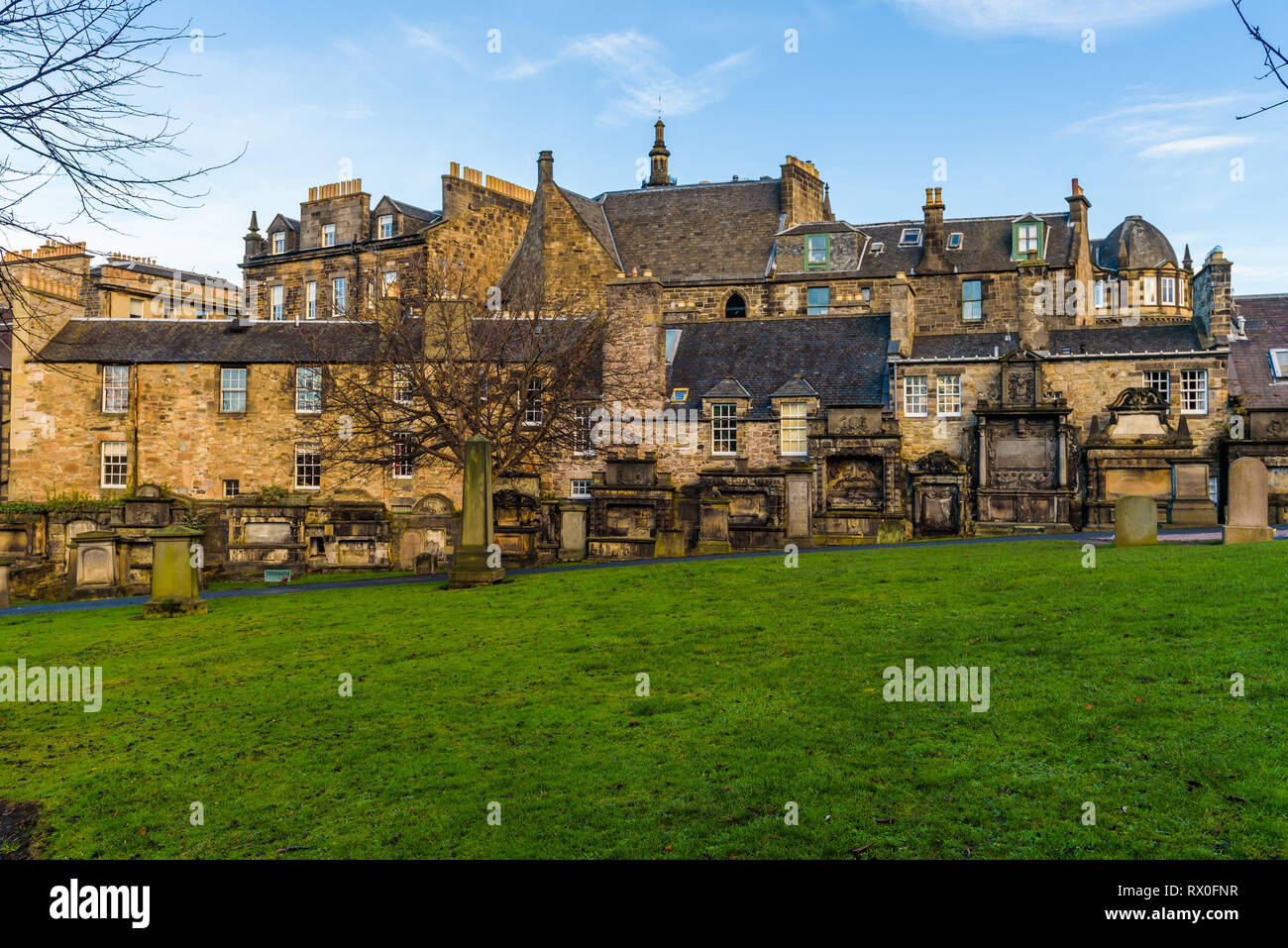 Edinburgh, Scotland - View of Greyfriars Kirkyard, Churchyard with a ...