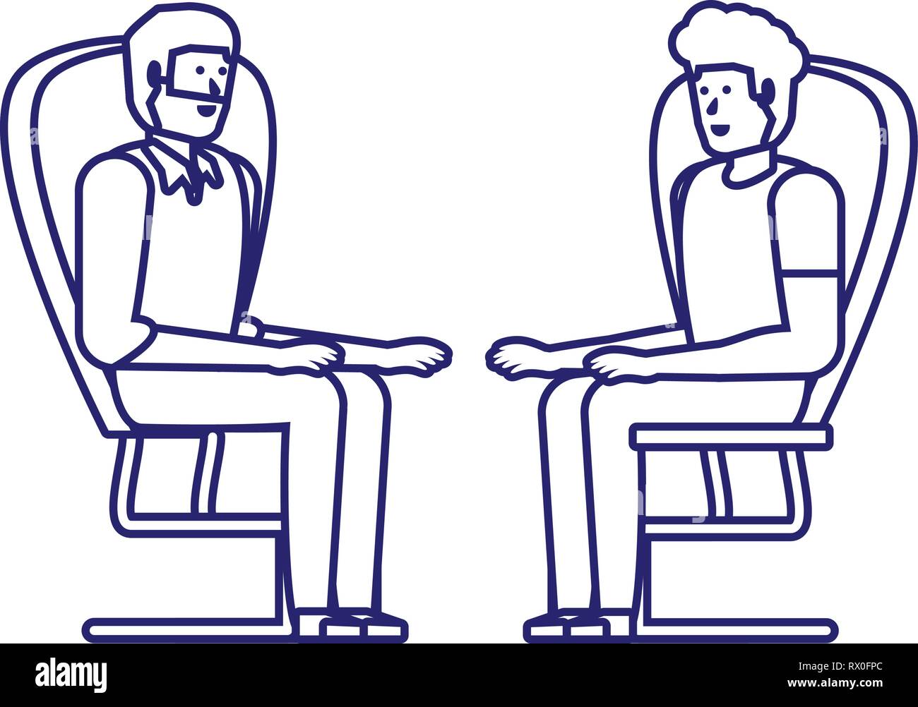 young men sitting in chair vector illustration design Stock Vector ...