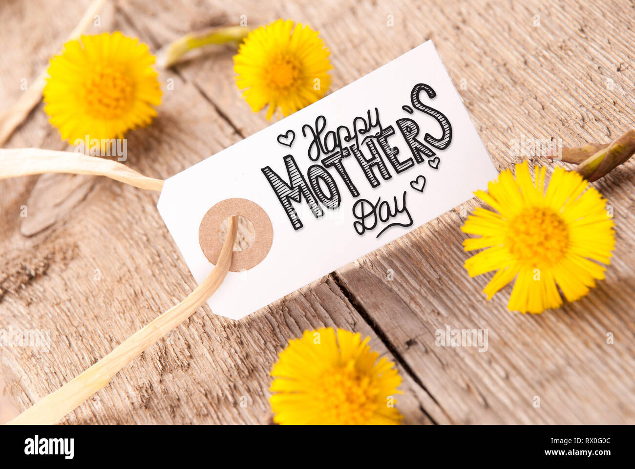 White Label, Dandelion, Calligraphy Happy Mothers Day Stock Photo - Alamy