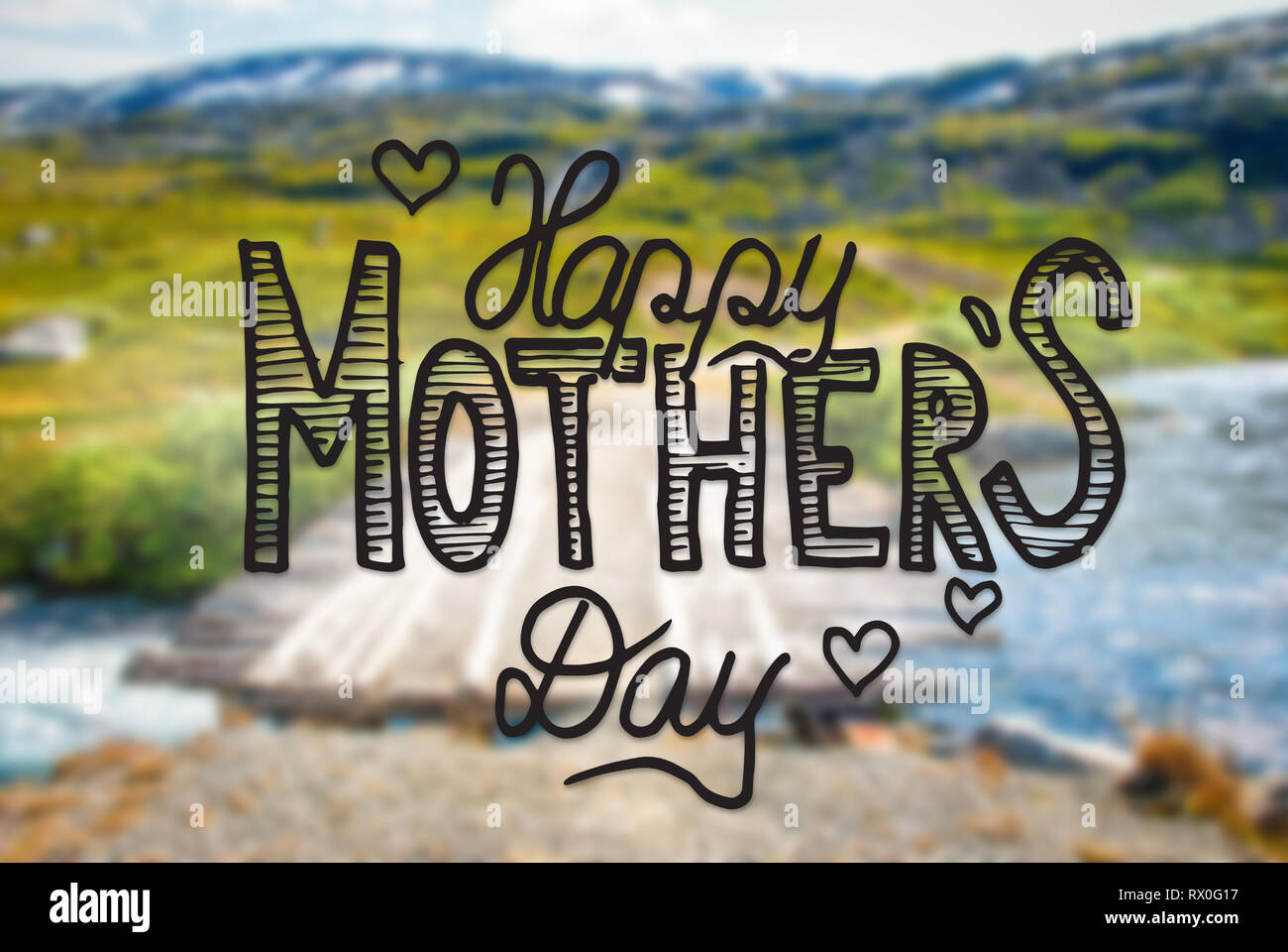Bridge In Norway Mountains, Calligraphy Happy Mothers Day Stock Photo ...
