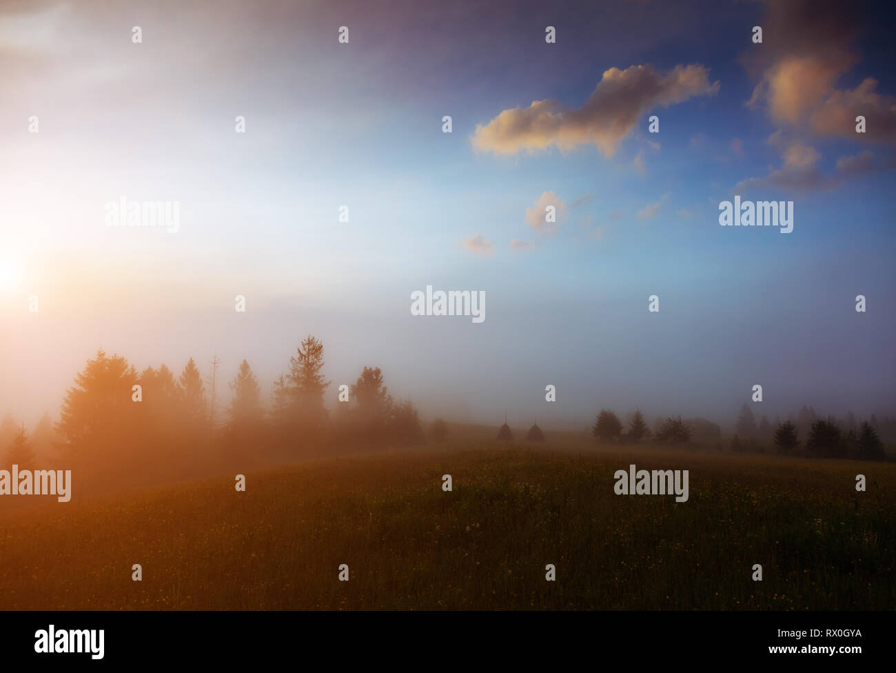 Gloomy morning with dramatic and picturesque scene. Location place ...