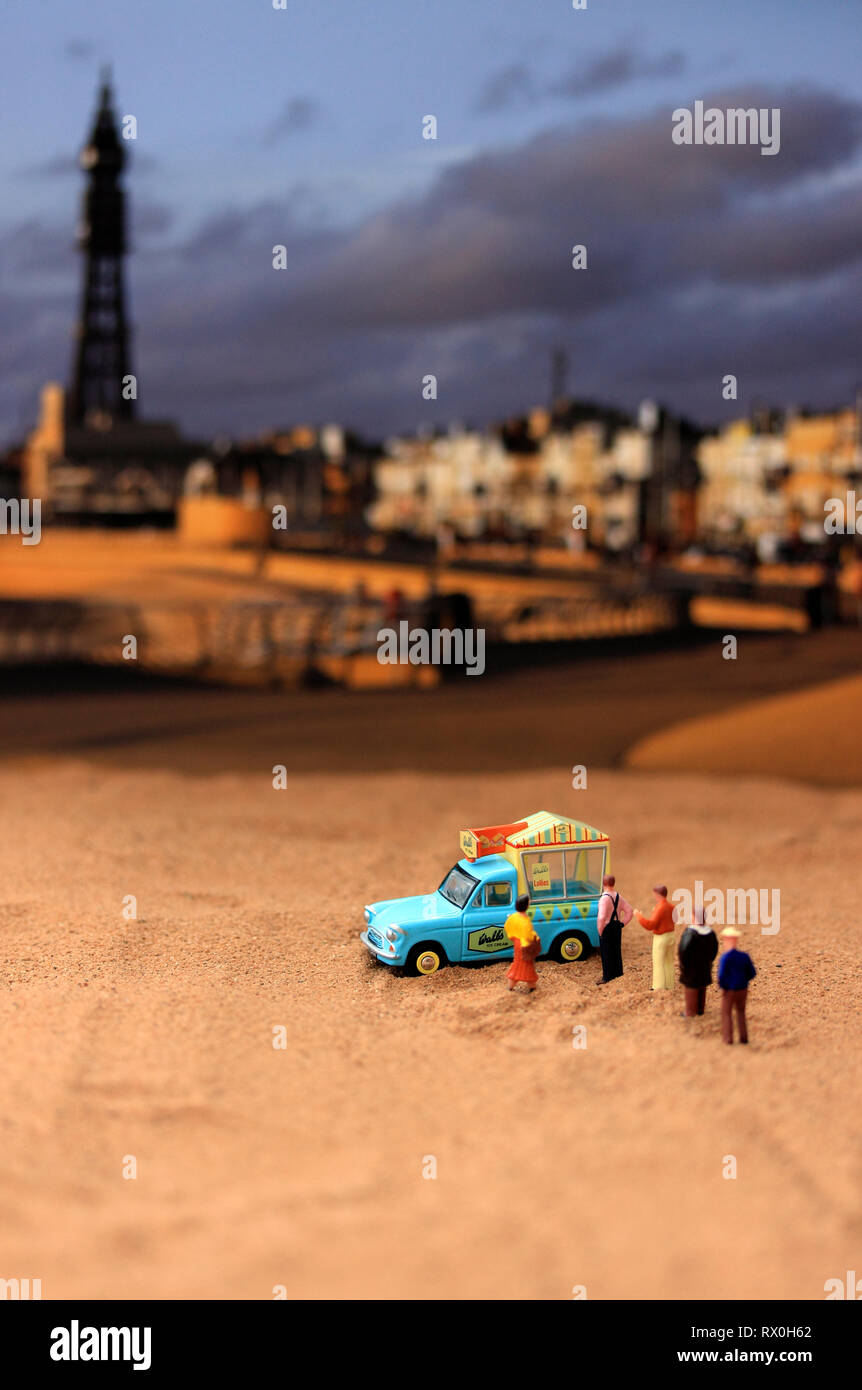 Model van and people still-life beach scene Stock Photo - Alamy
