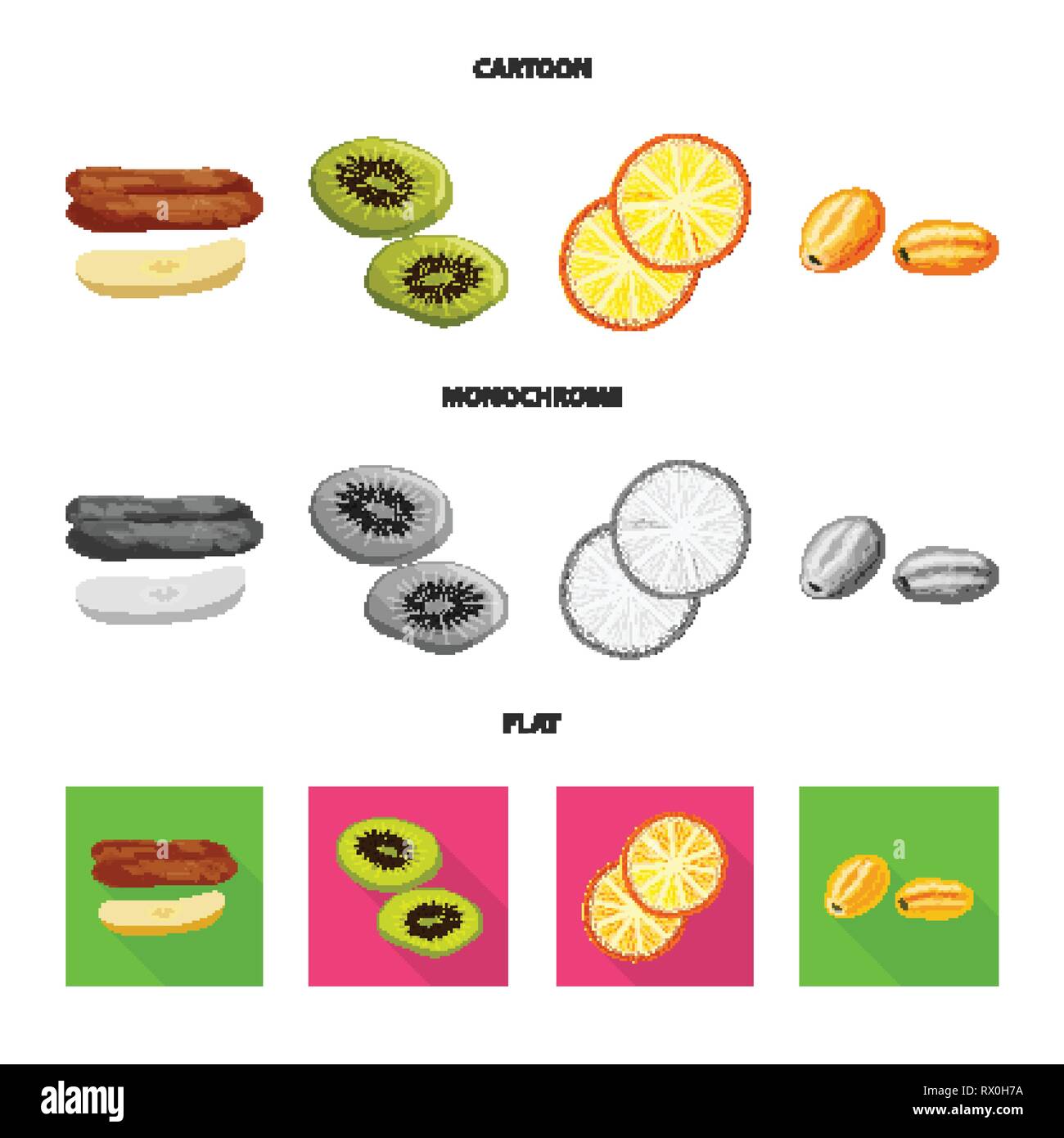 Vector illustration of food and raw symbol. Set of food and nature ...