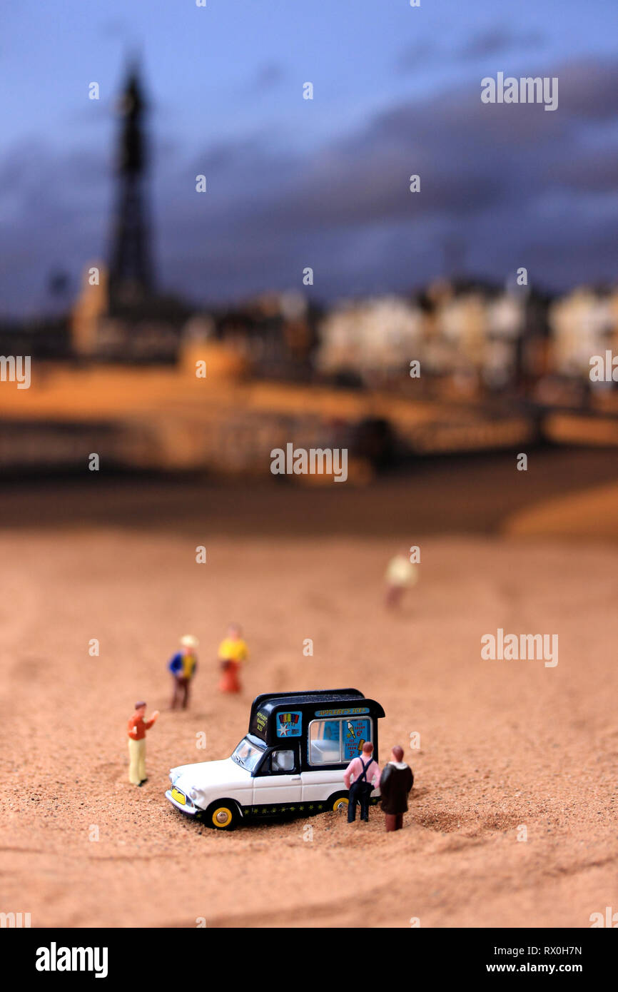 Model van and people still-life beach scene Stock Photo - Alamy
