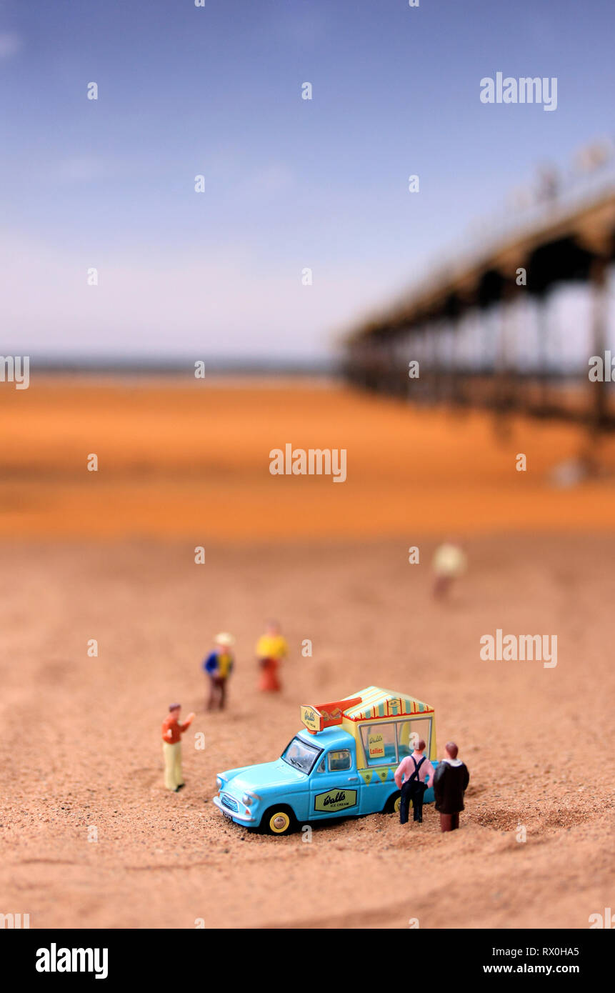 Model van and people still-life beach scene Stock Photo - Alamy