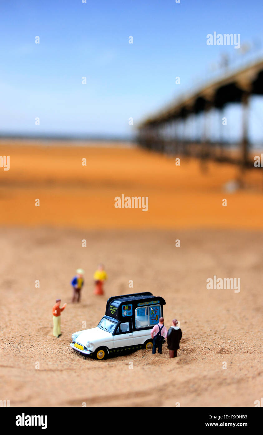 Model van and people still-life beach scene Stock Photo - Alamy