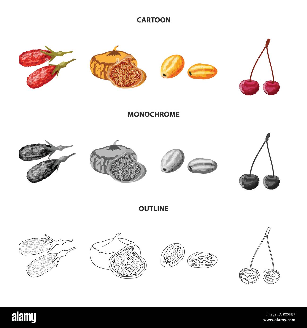 Vector illustration of food and raw logo. Collection of food and nature ...