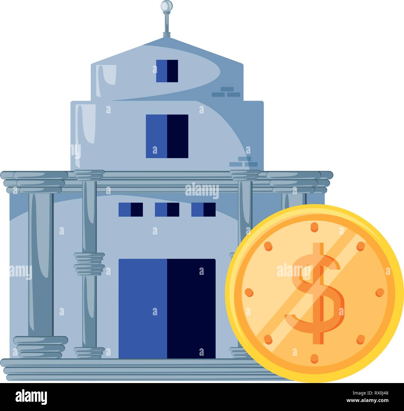 bank building with coin isolated icon vector illustration design Stock ...