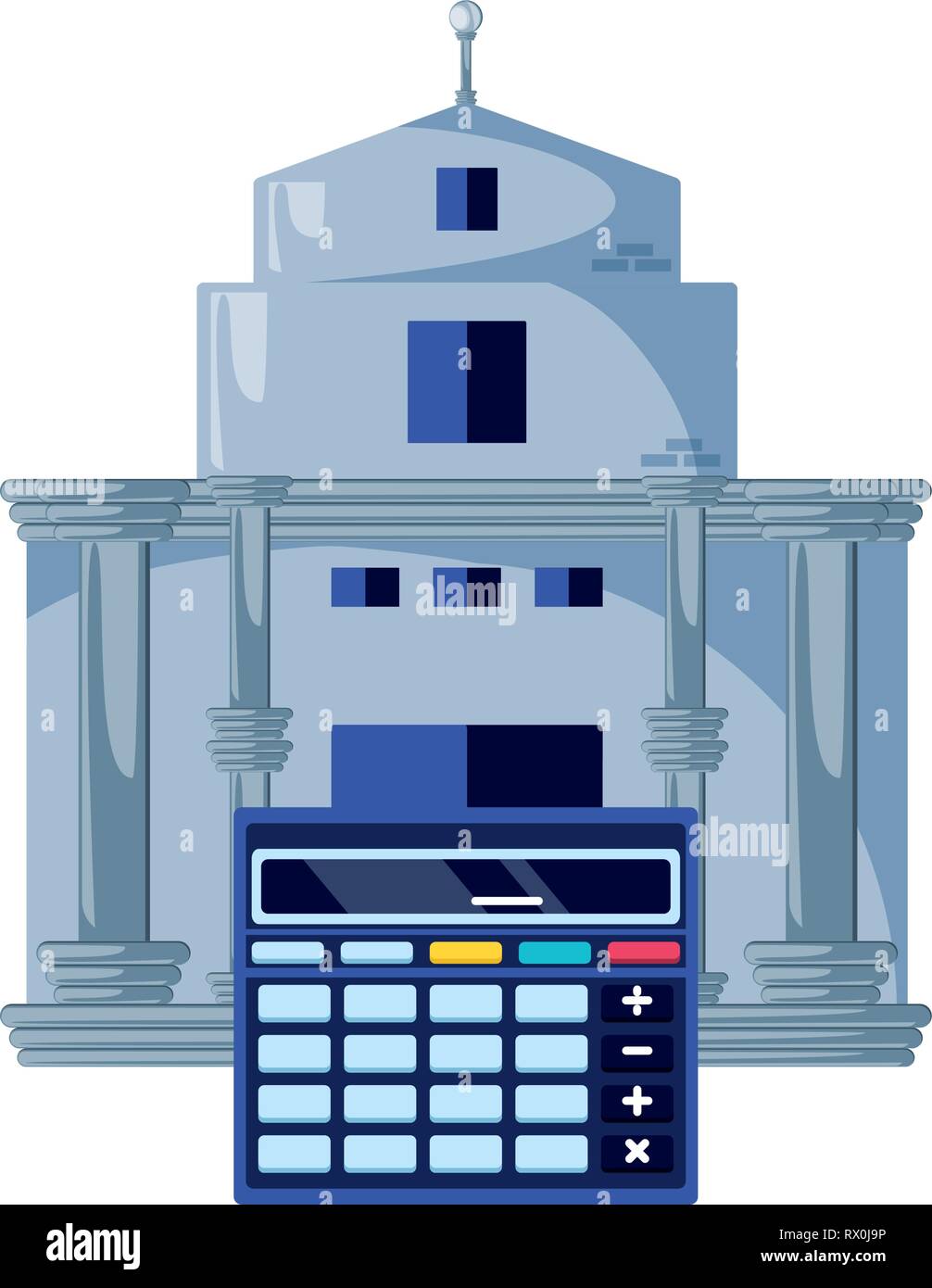 bank building with calculator math vector illustration design Stock ...