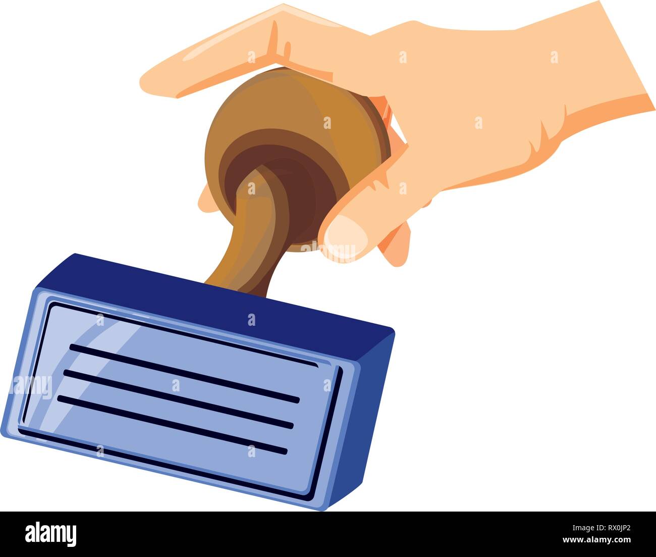 hand with rubber stamp handle isolated icon vector illustration design ...