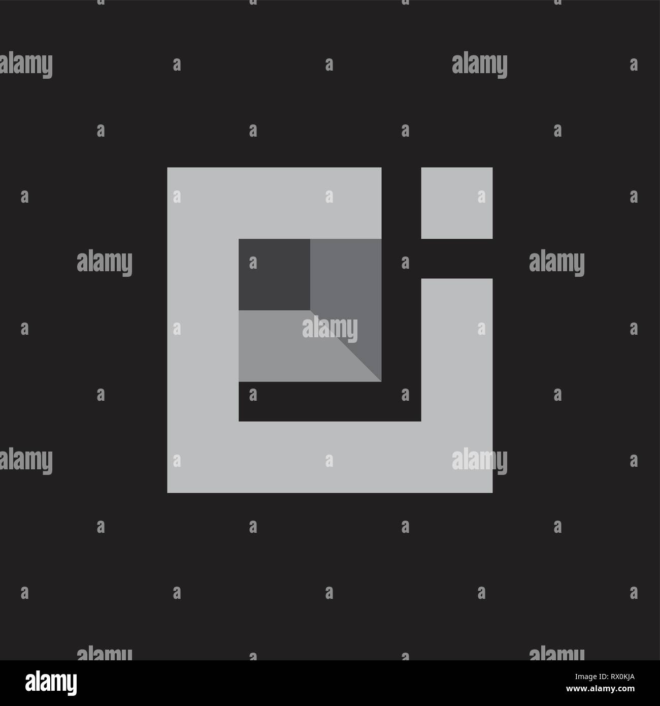 abstract letters rj simple geometric square 3d logo vector Stock Vector ...