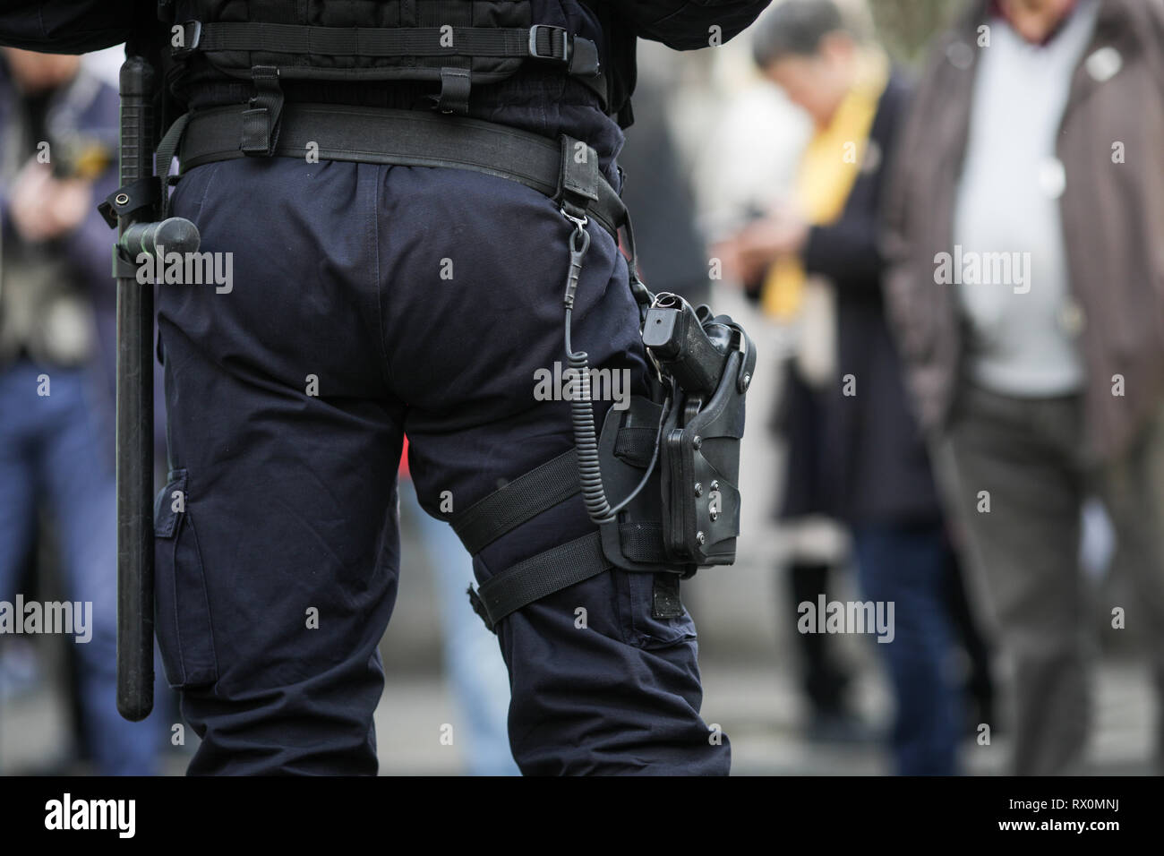 Details of the security kit of a riot police officer (including ...
