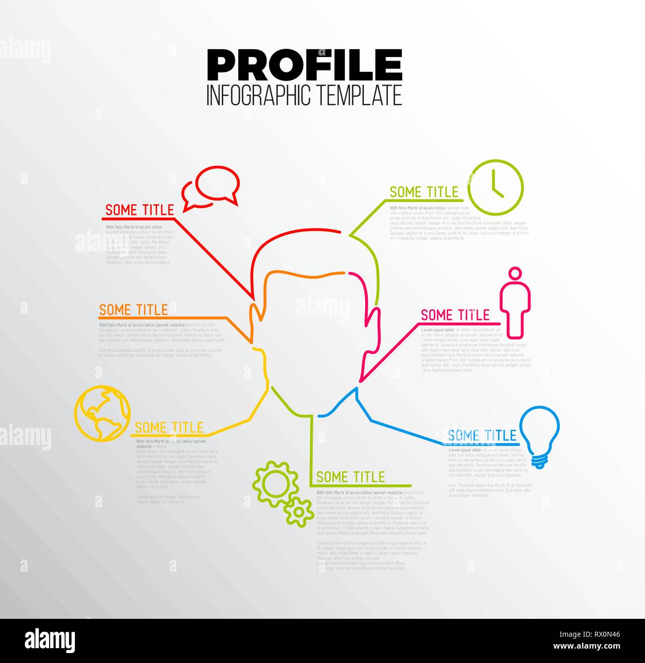 Vector Infographic profile / user template made from lines and icons ...