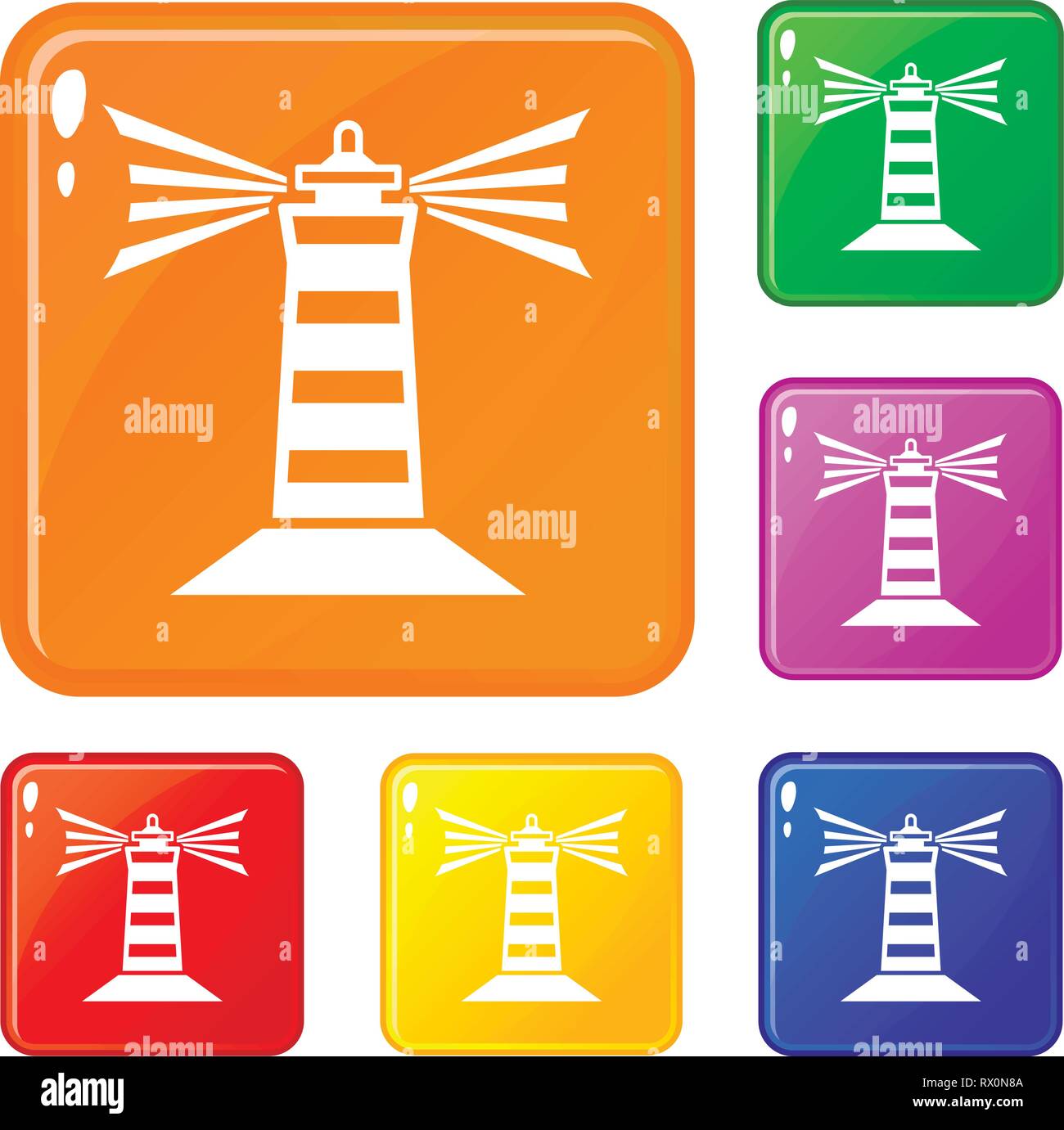 Lighthouse icons set vector color Stock Vector Image & Art - Alamy