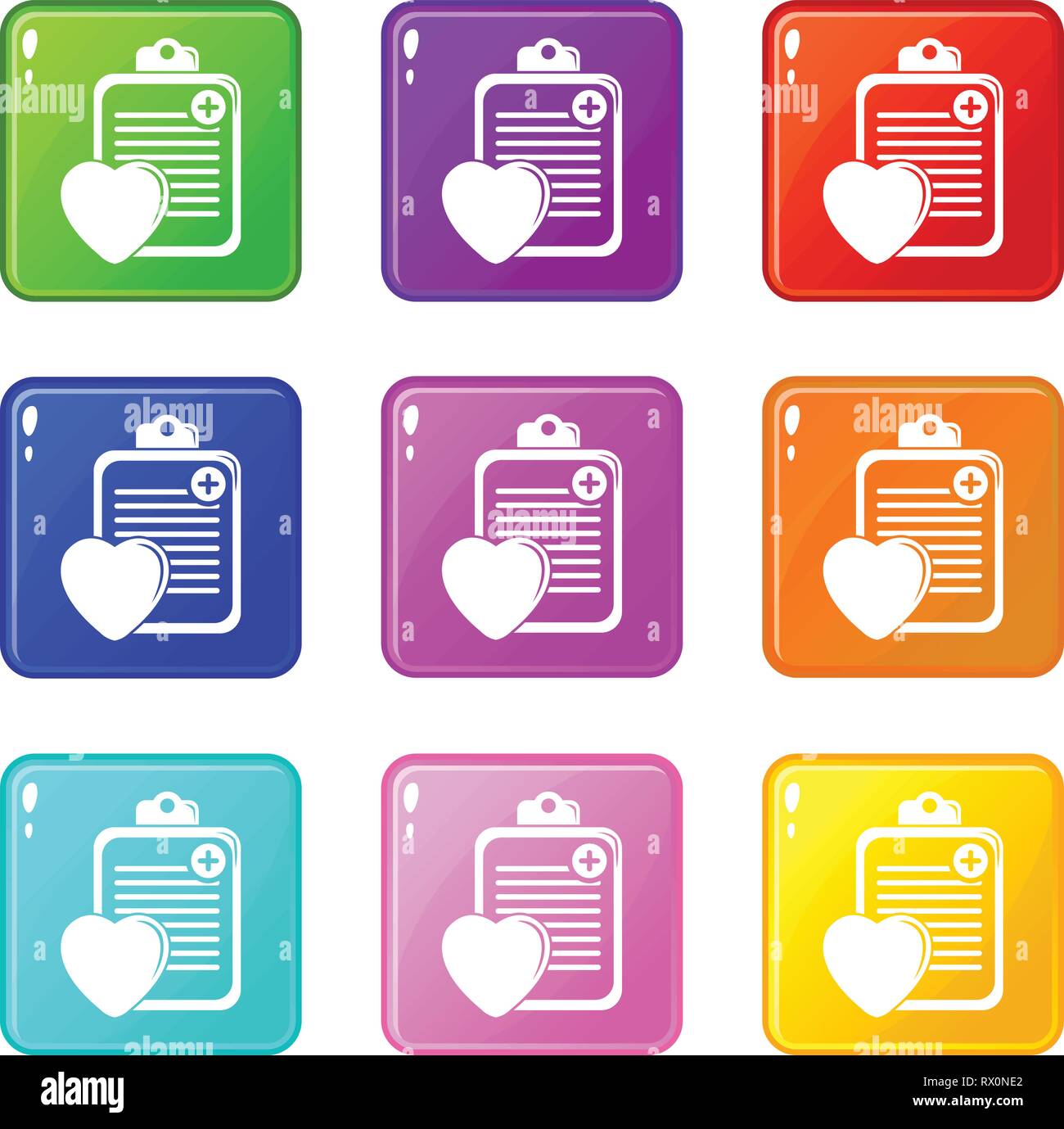 Patient card icons set 9 color collection Stock Vector Image & Art - Alamy