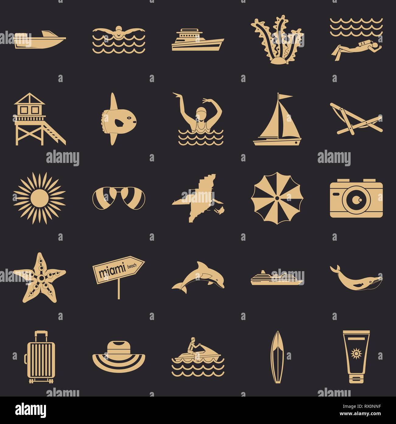 Tropical vacation icons set, simple style Stock Vector Image & Art - Alamy