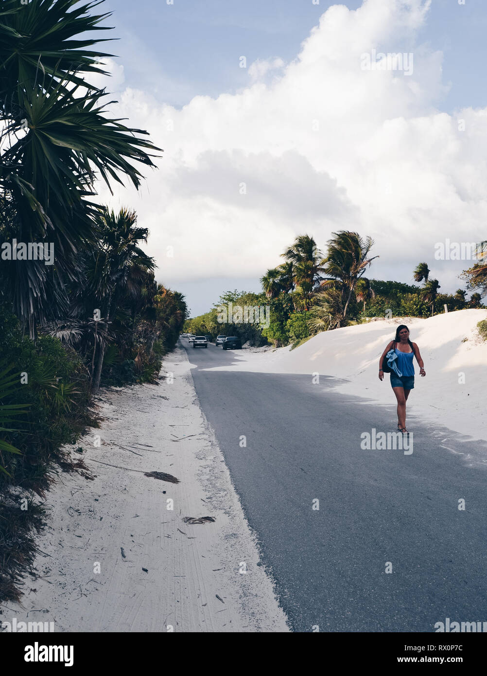 Sandy street in a cloudy day Stock Photo - Alamy