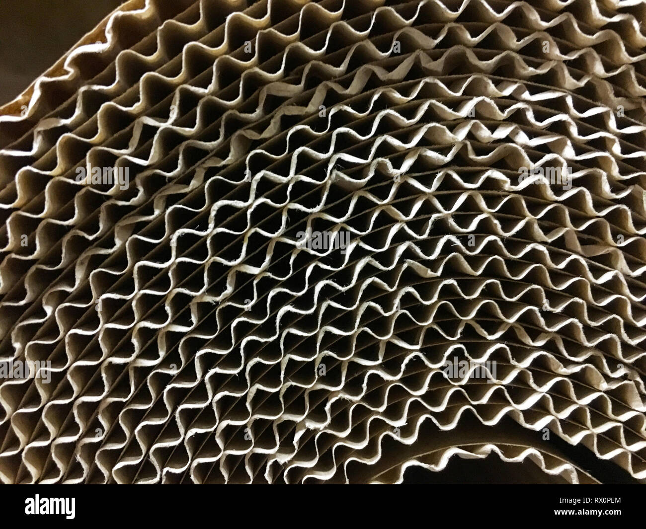 corrugated cardboard for packing. abstract background horizontal lines ...