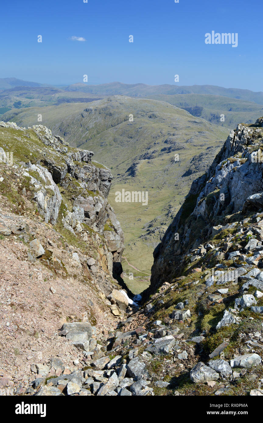 Great End gully on Scafell Pike fell Stock Photo - Alamy