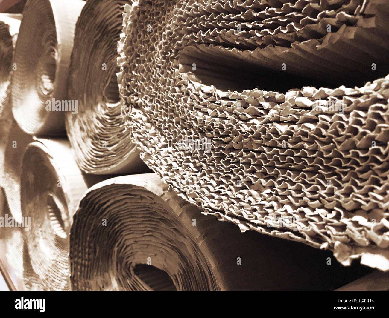 corrugated cardboard for packing. abstract background horizontal lines ...