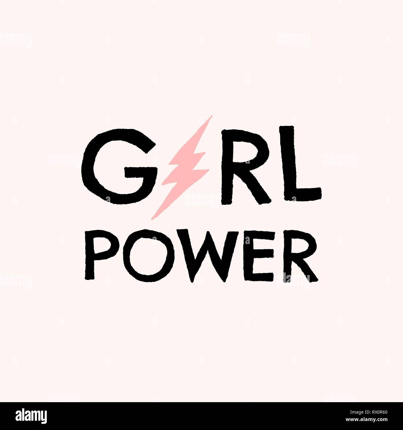 GRL PWR, Girl Power - typographic design square template in black ...