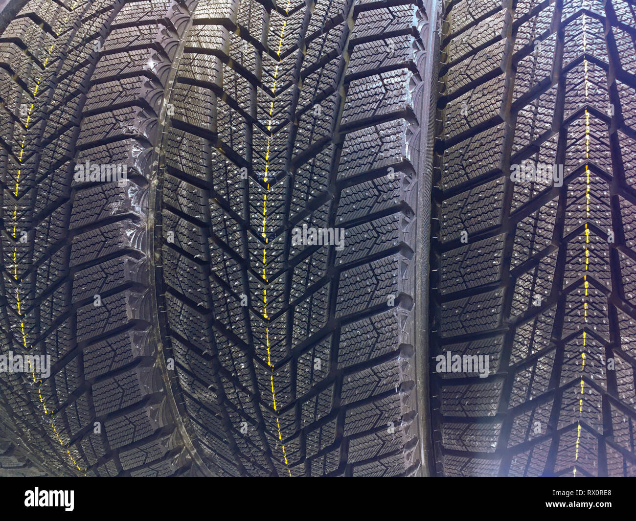 New car tire texture at the garage background Stock Photo - Alamy