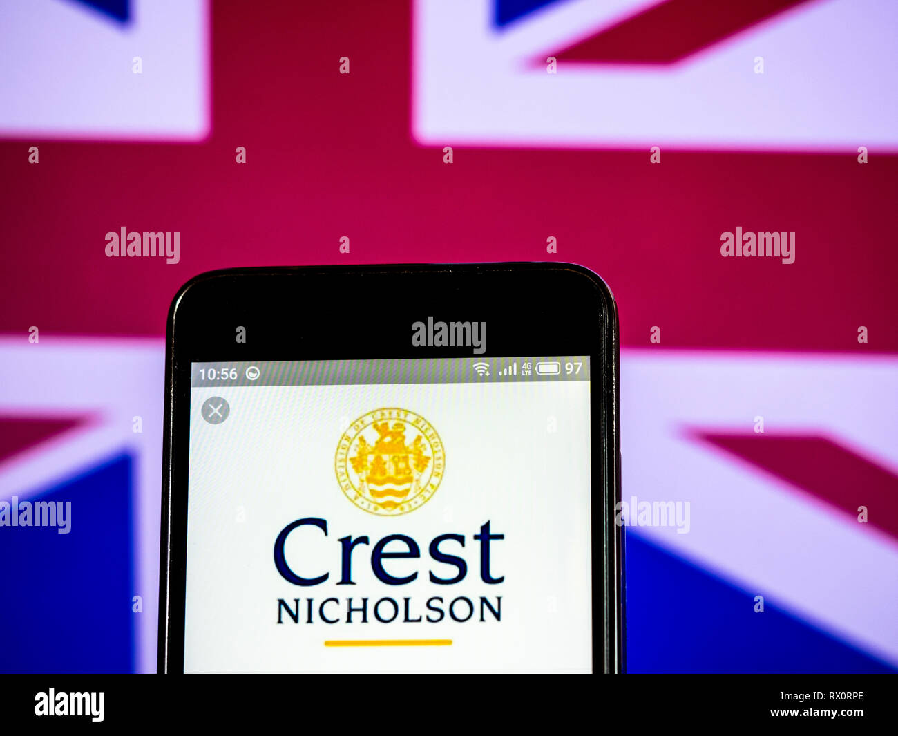 Crest Nicholson company logo seen displayed on smart phone Stock Photo ...