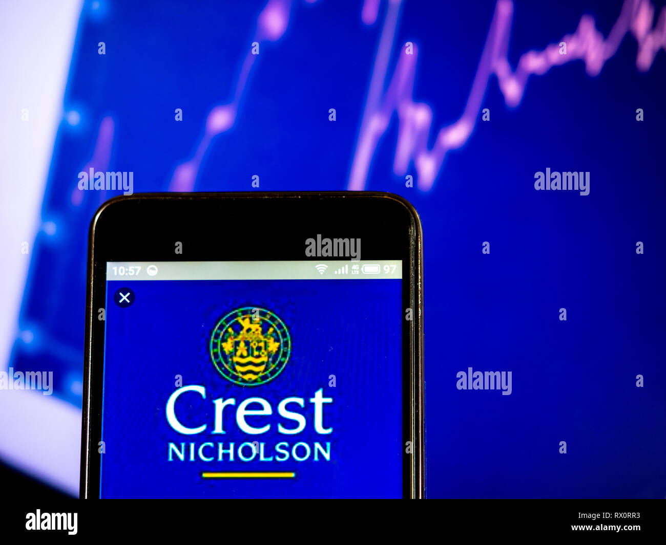 Crest Nicholson company logo seen displayed on smart phone Stock Photo ...