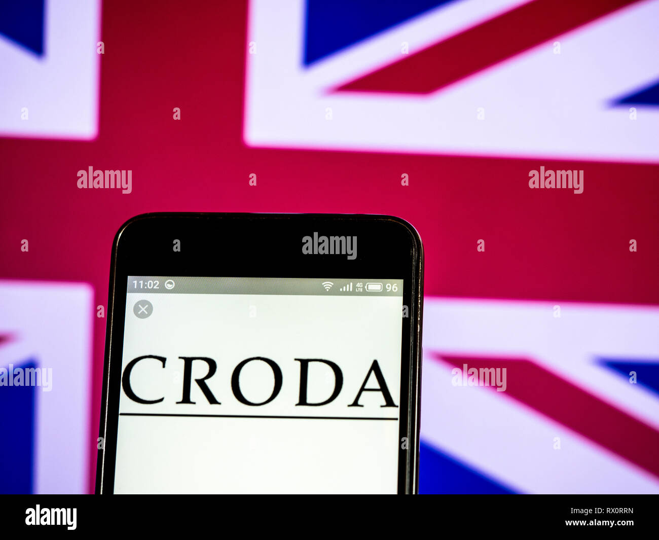 Croda International plc company logo seen displayed on smart phone ...