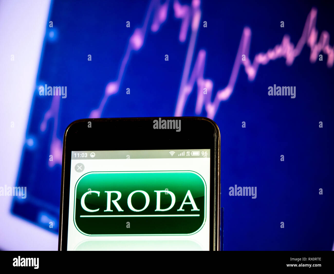 Croda International plc company logo seen displayed on smart phone ...