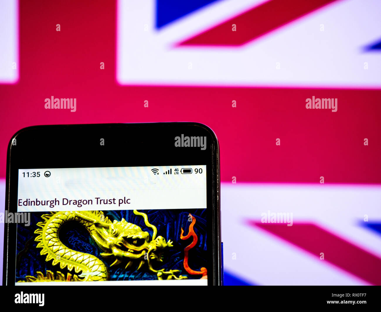 Edinburgh Dragon Trust company logo seen displayed on smart phone Stock ...