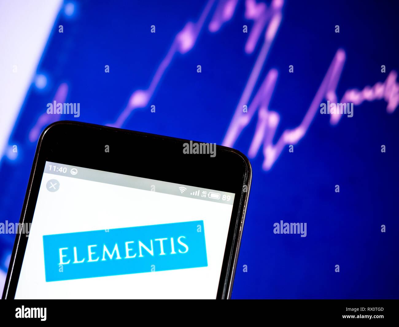 Elementis plc company logo seen displayed on smart phone Stock Photo ...