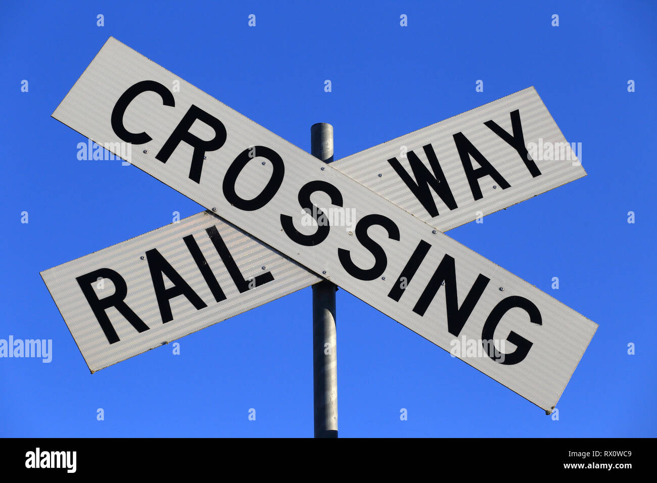 Railway Crossing sign Stock Photo - Alamy