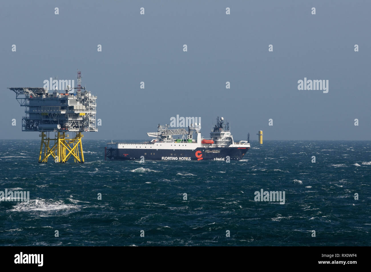 Hornsea 1 Offshore Windfarm. The accommodation vessel Wind Innovation ...