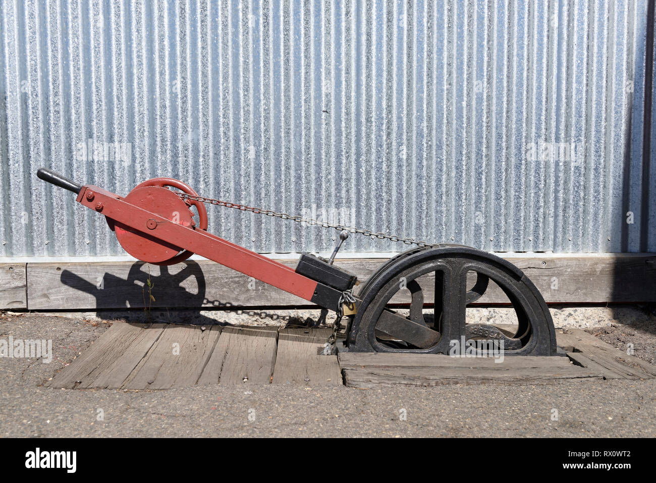 Old vintage hand operated railway track switch mechanism on the ...