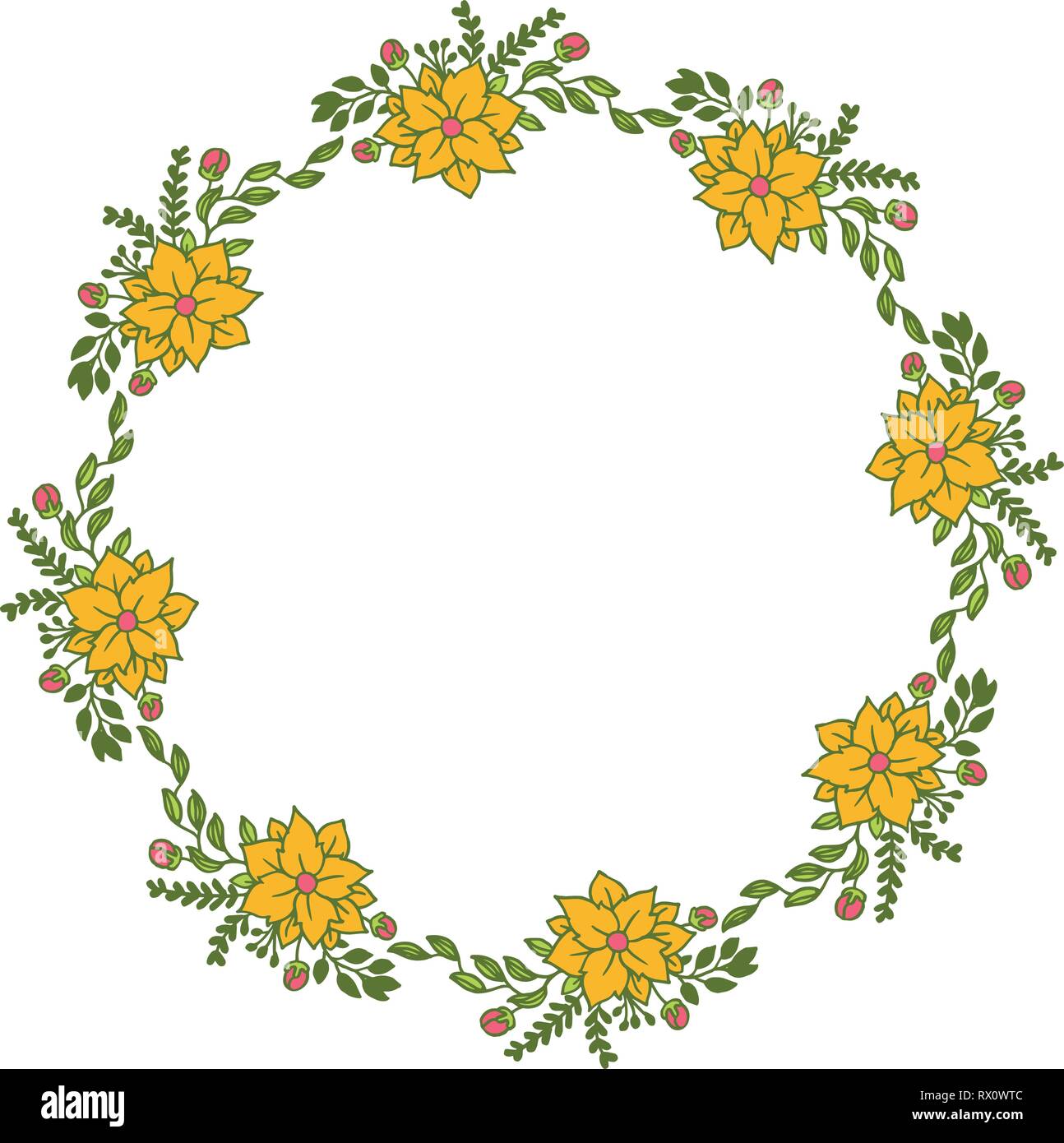 Vector illustration greeting card with colorful flower frame hand drawn ...