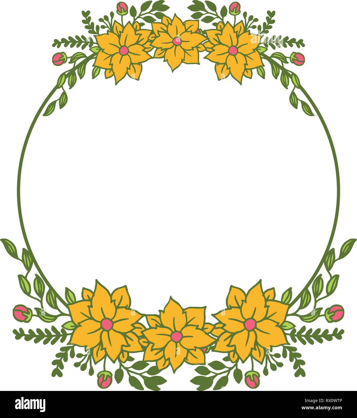 Vector illustration greeting card with colorful flower frame hand drawn ...