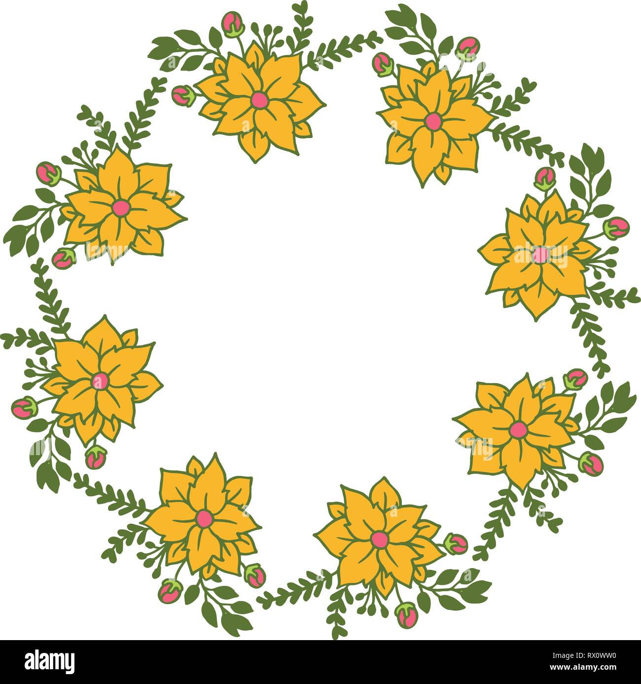 Vector illustration greeting card with colorful flower frame hand drawn ...