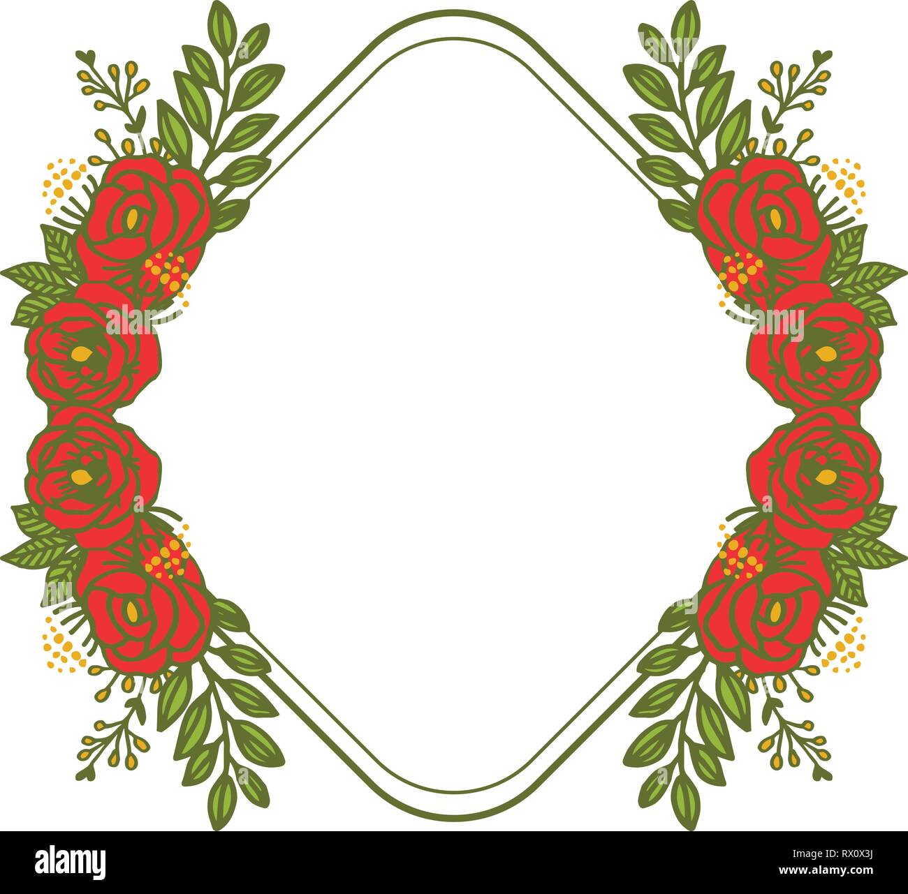 Vector illustration elegan rose red wreath frame for greeting card ...