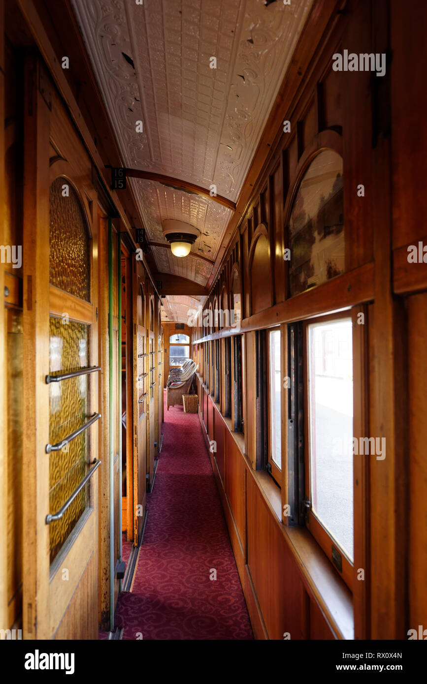 Corridor with Edwardian elegance of the Tambo Parlour Car, a first ...