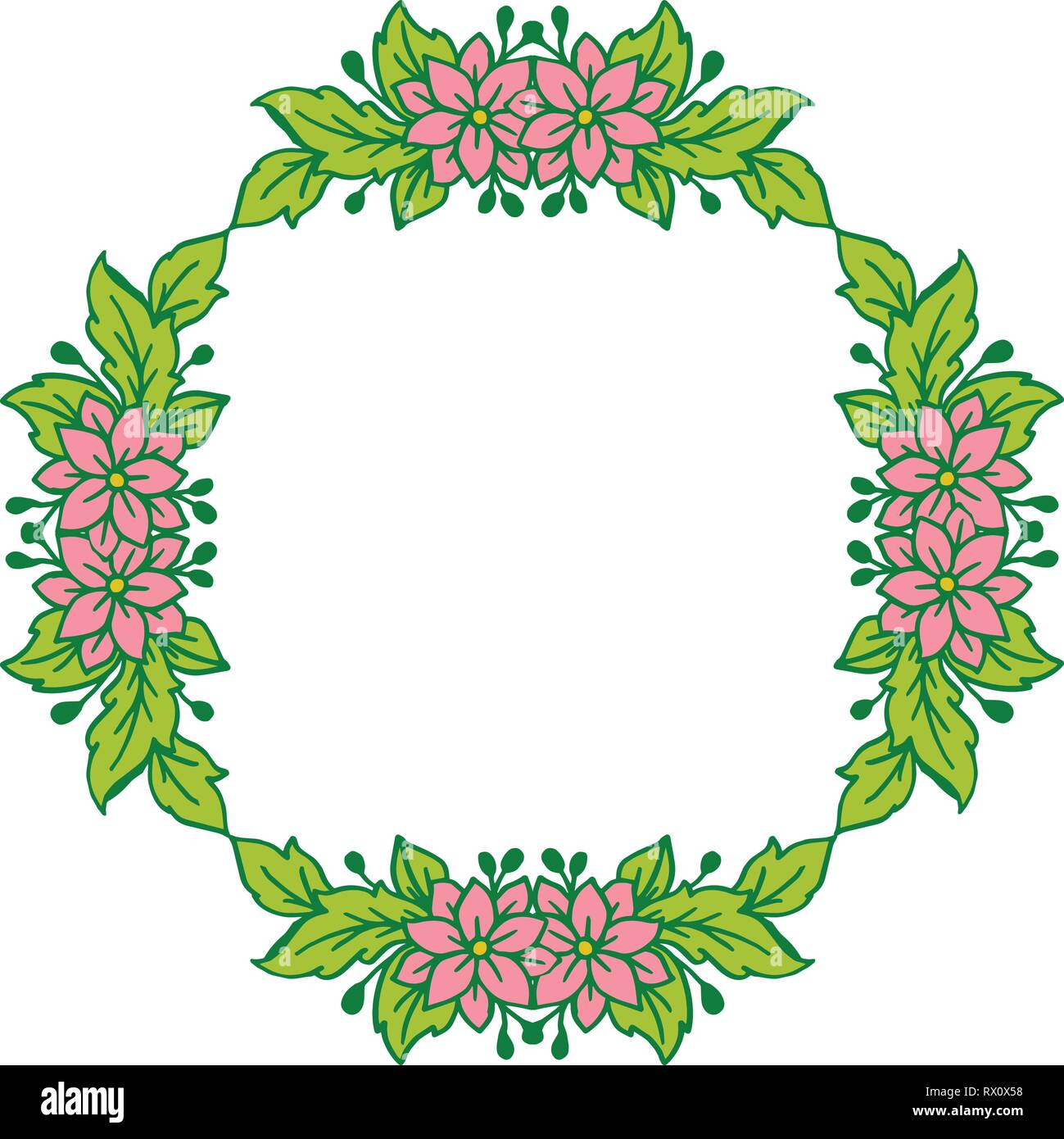 Vector illustration pink flower frame abstract with background hand ...