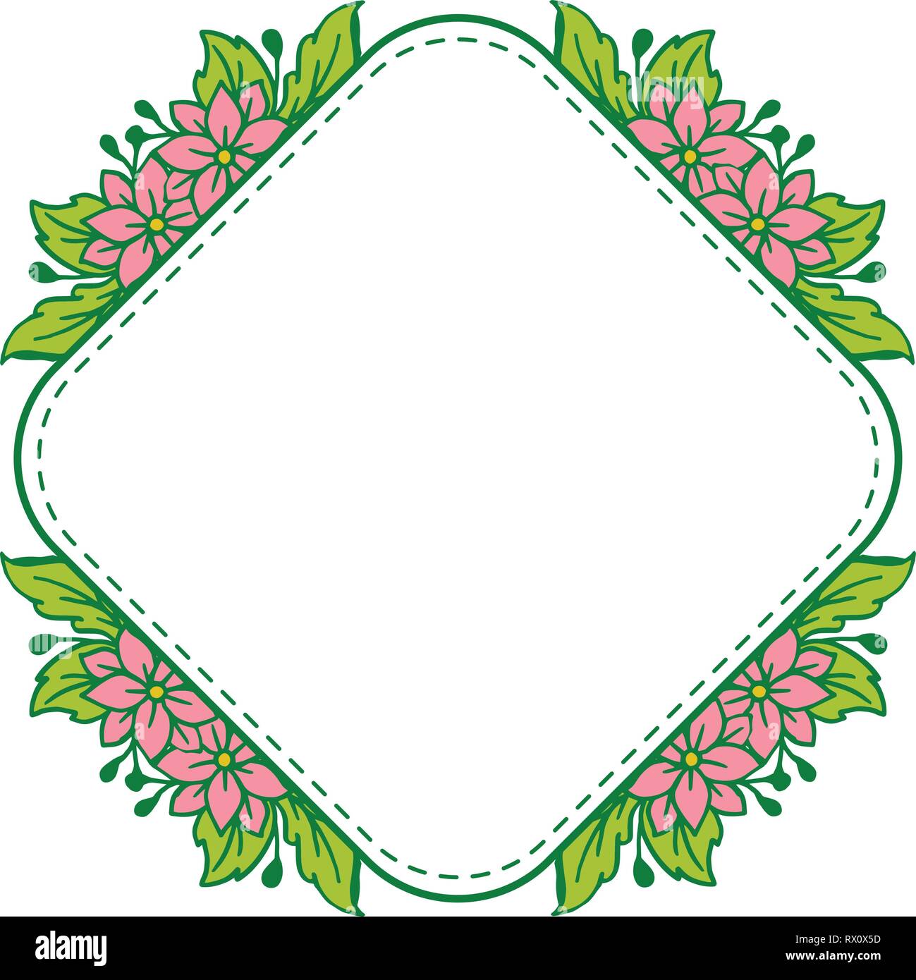 Vector illustration pink flower frame abstract with background hand ...
