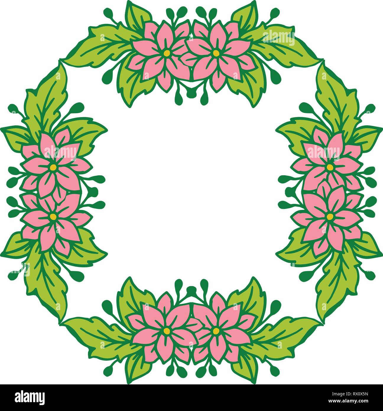 Vector illustration pink flower frame abstract with background hand ...