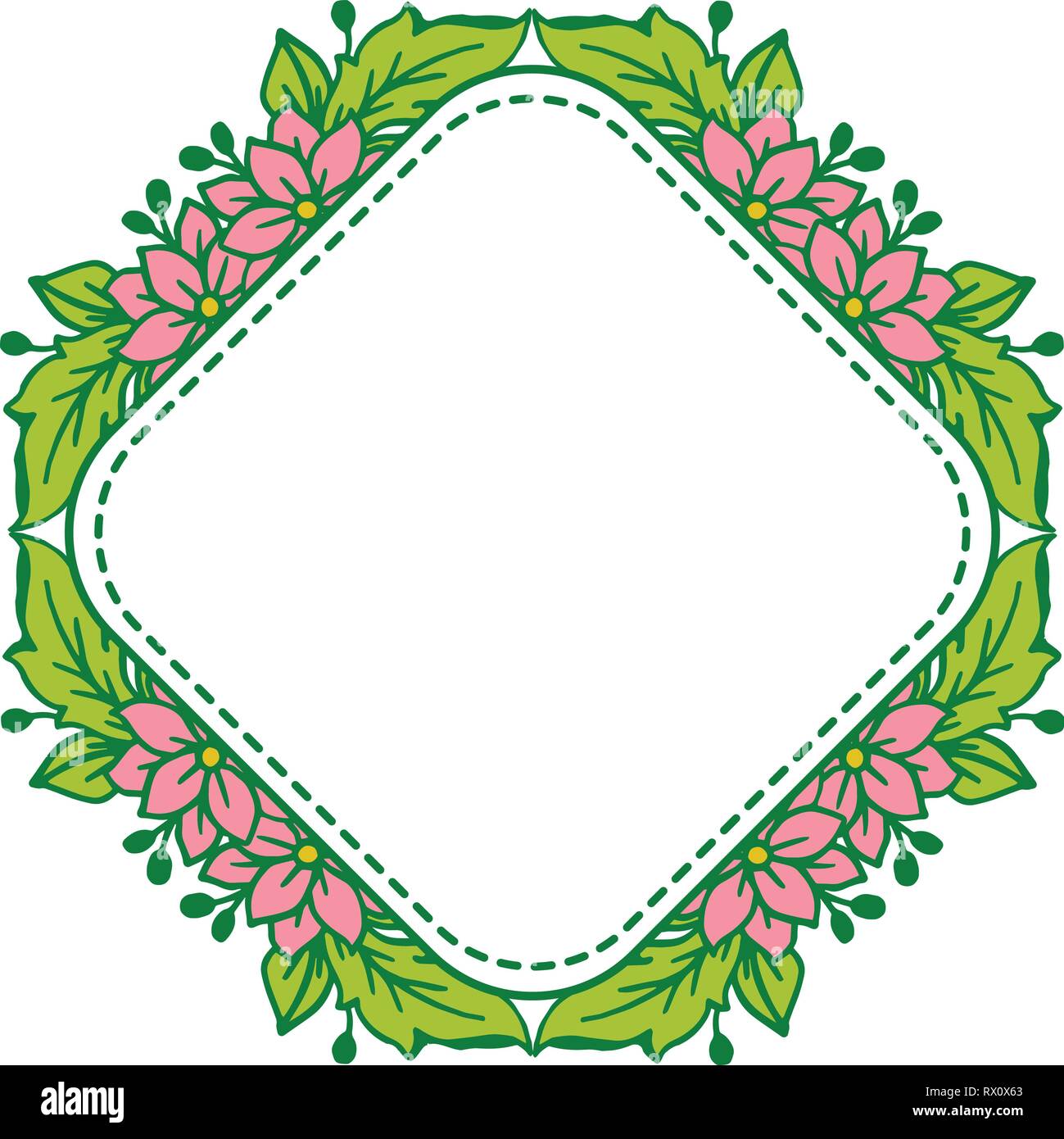 Vector illustration pink flower frame abstract with background hand drawn Stock Vector Image ...