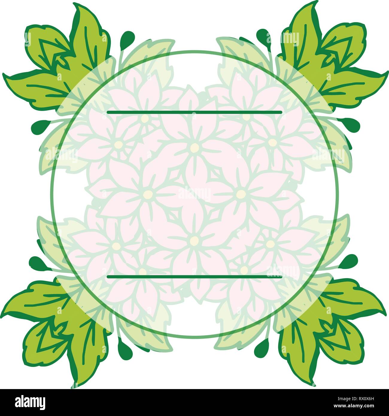 Vector illustration pink flower frame abstract with background hand ...