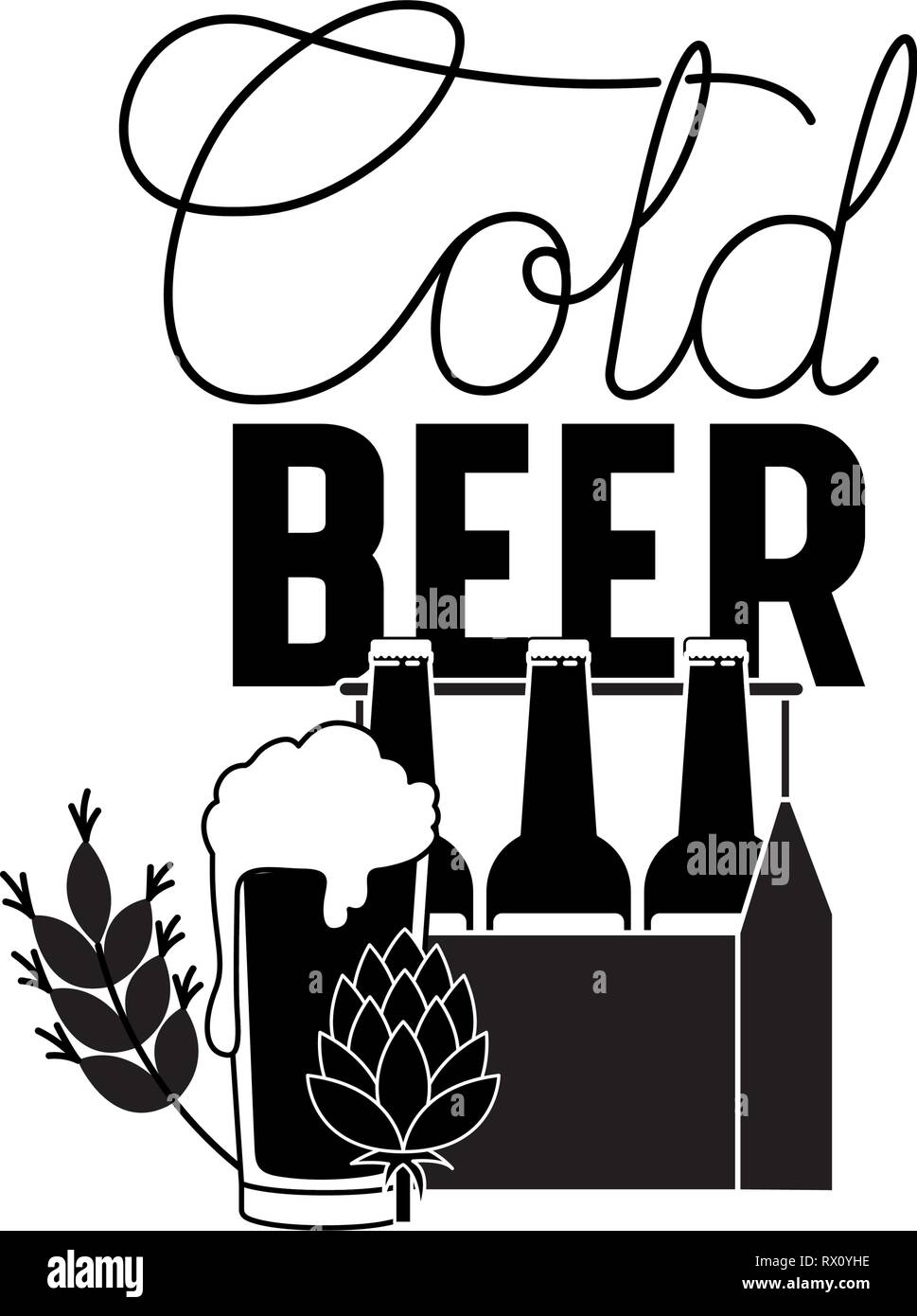 cold beer label isolated icon Stock Vector Image & Art - Alamy