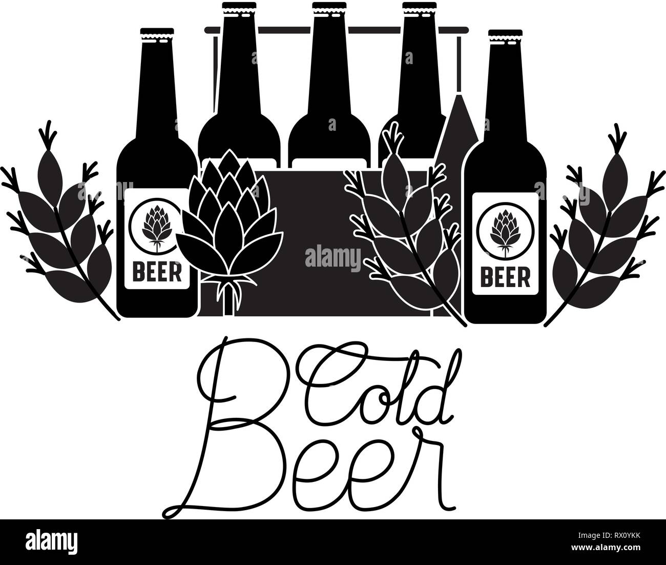cold beer label isolated icon Stock Vector Image & Art - Alamy