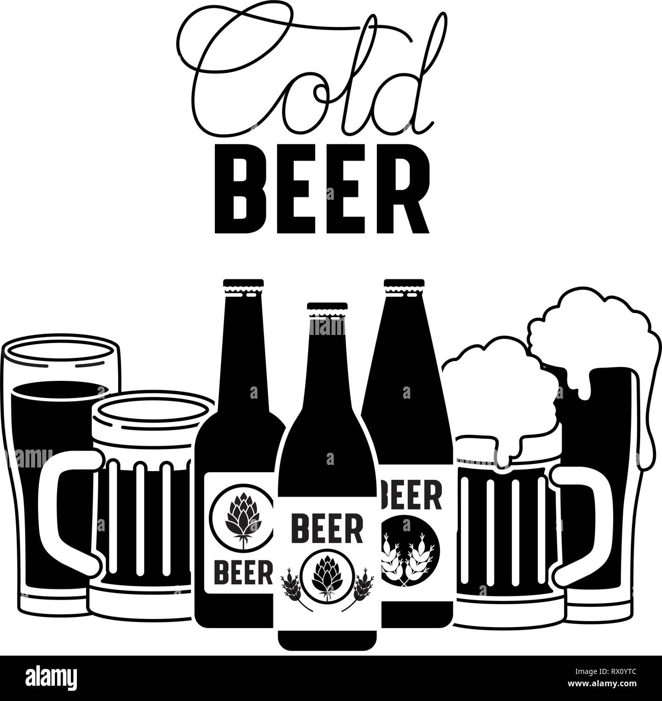 Cold beer stamp Black and White Stock Photos & Images - Alamy