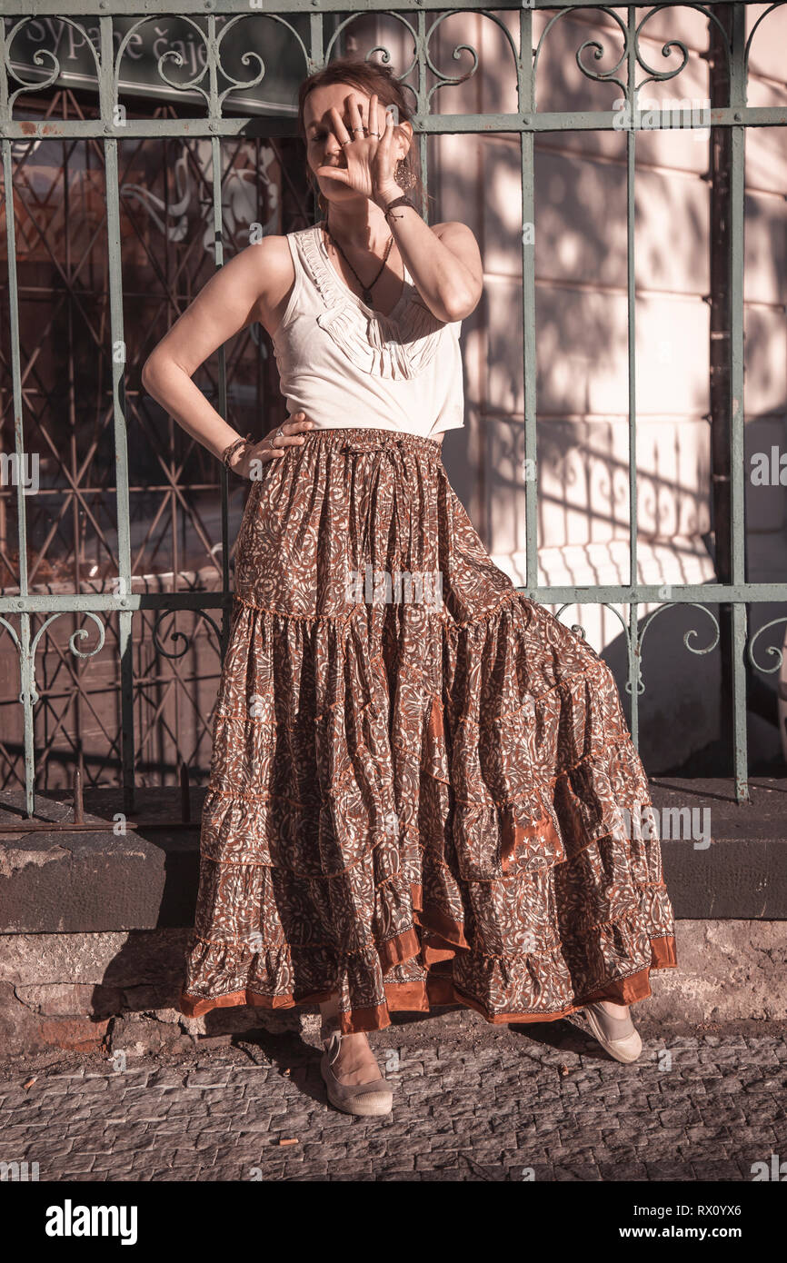 Beautiful indian woman hiding face hi-res stock photography and images ...