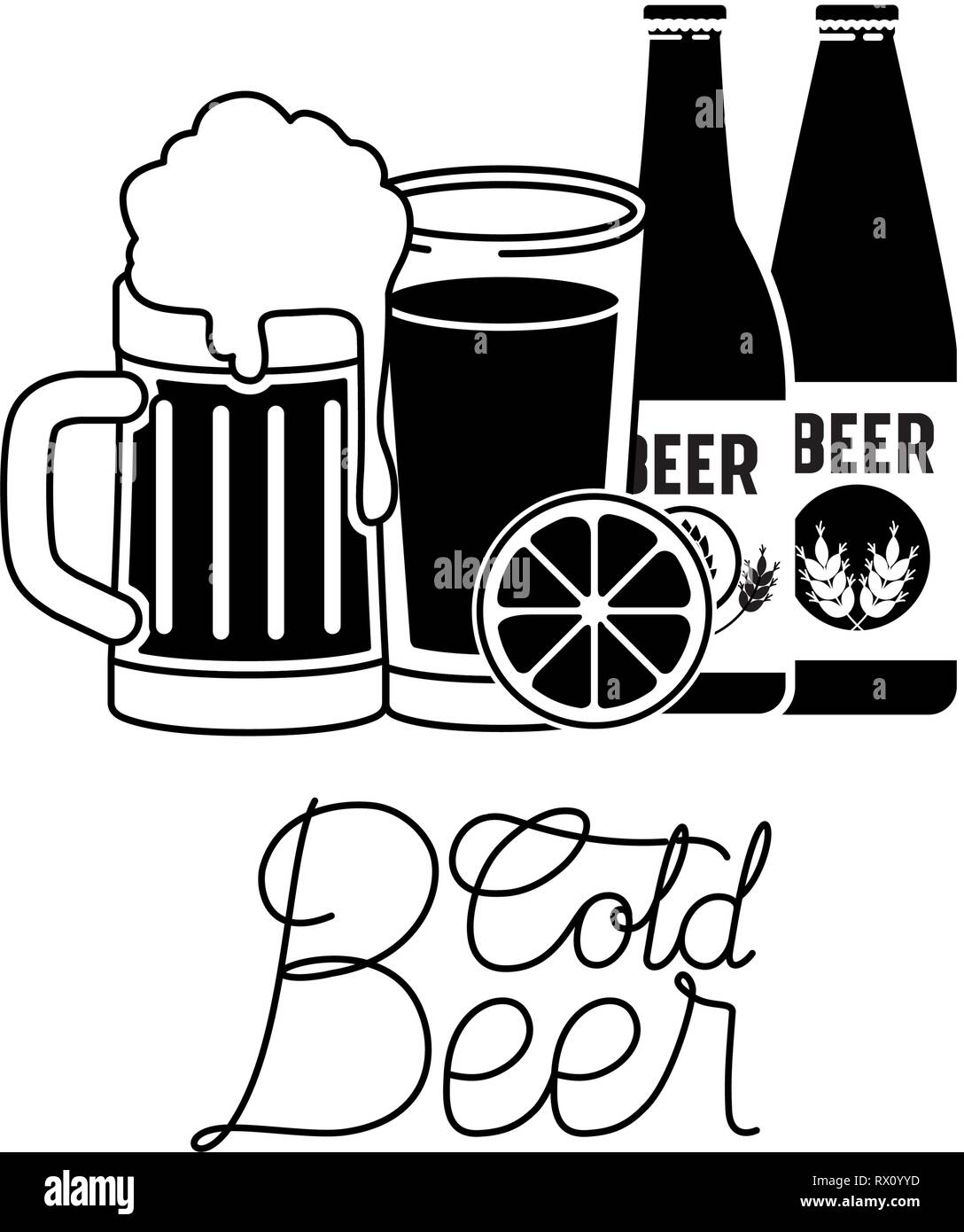cold beer label isolated icon Stock Vector Image & Art - Alamy